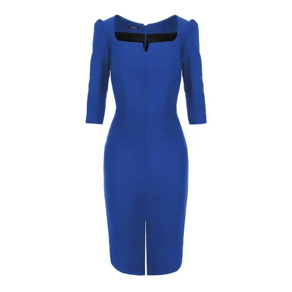 AVENUE N°29 Rounded Neckline Midi Dress With Front Slit