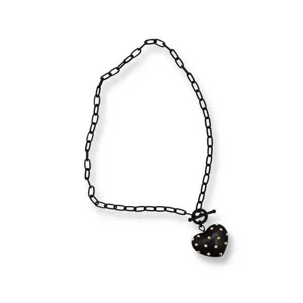 MICHAEL NASH JEWELRY Celestine Matte Resin Heart Pendant Necklace - Black