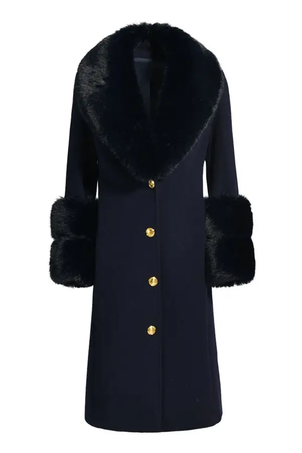 HORTONS ENGLAND Huntley Cashmere Coat Navy - Blue