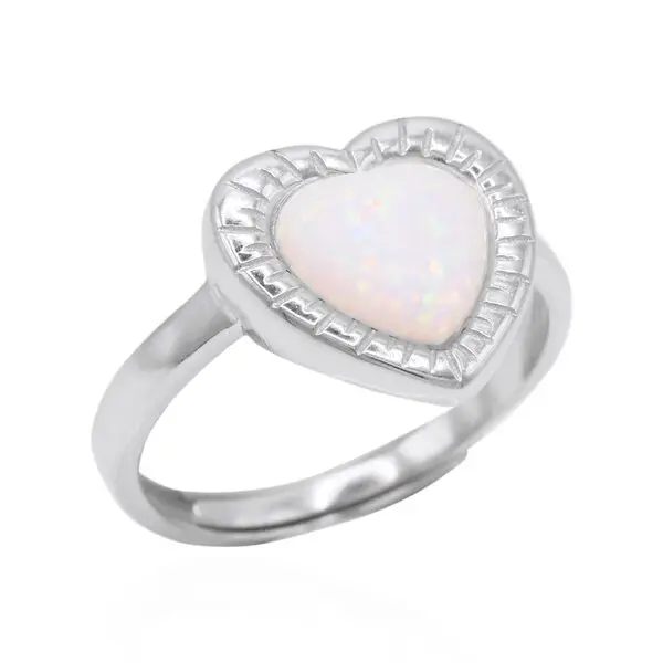LUNA CHARLES Roxanne Opal Heart Ring - Silver