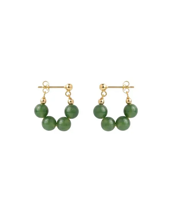 SEREE Fay Beaded Jade Hoop Earrings - Green