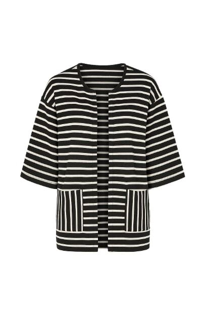 CONQUISTA Stripe Pocket Detail Cardigan