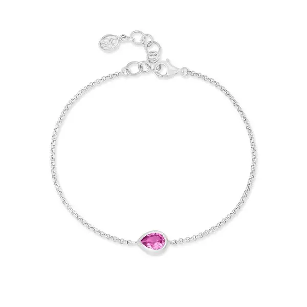 DOWER & HALL Silver Pear Quartz Chain Bracelet - Silver/pink