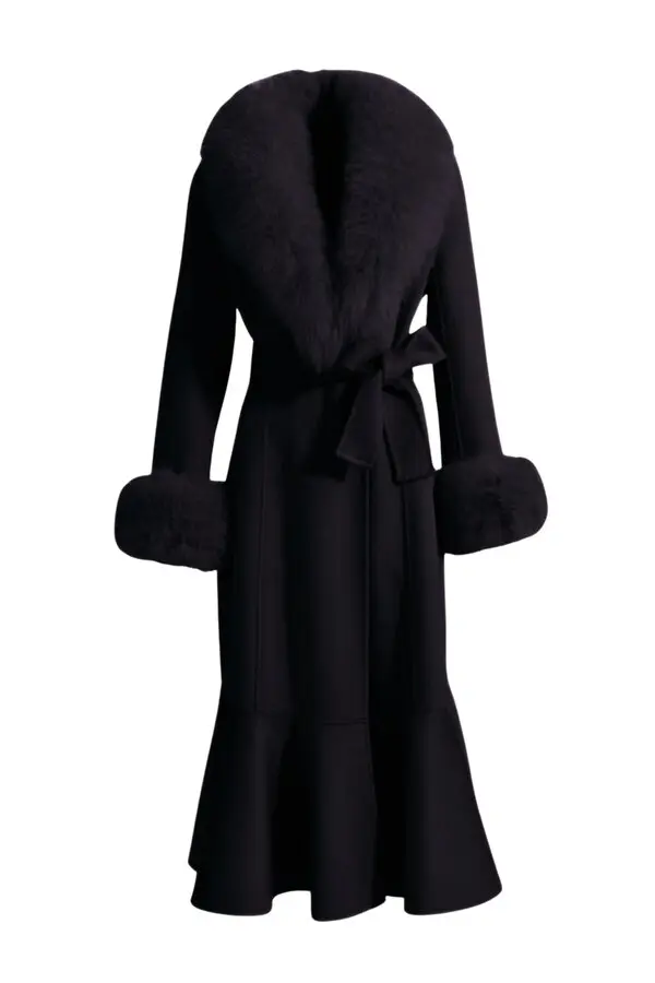 HORTONS ENGLAND Westminster Cashmere Peplum Coat - Black