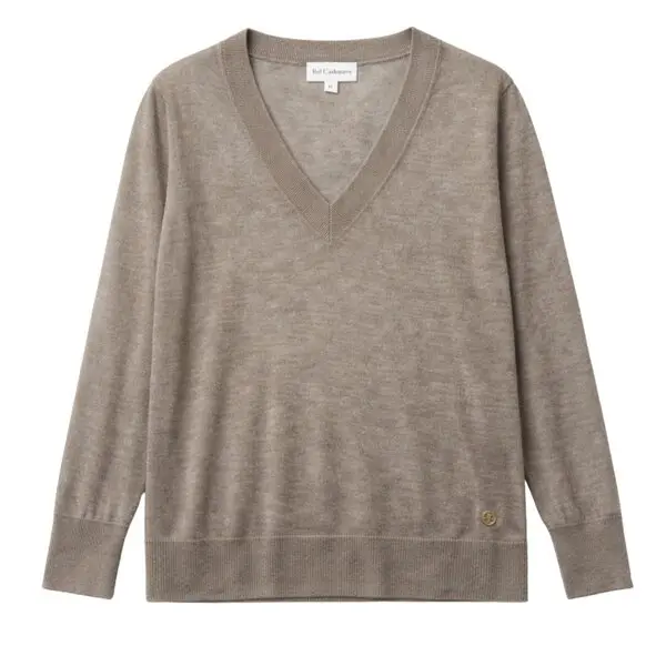 BEL CASHMERE Ultra Fine V-neck Cashmere Sweater - Brown