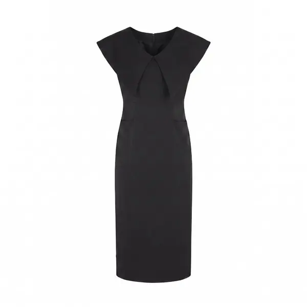 MODENAIRE Wide Collar Midi Sheath Dress