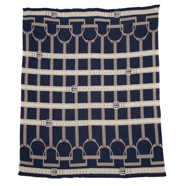 In2green Cotton Sustainable Knit Throw Blanket Equestrian Stirrup