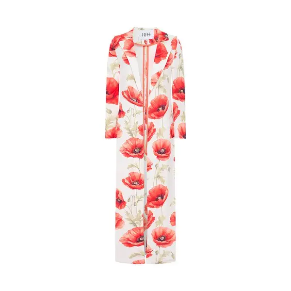 ROQAIA FASHION HOUSE White And Red Floral Jacket