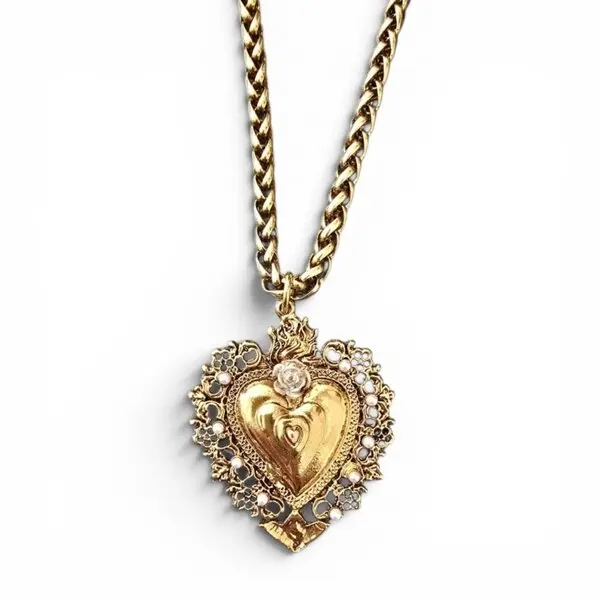 VSTYLE Sacred Heart Enamel Pearl Necklace