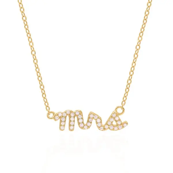 LUNA CHARLES Leia 'mrs' Pave Crystal Necklace - Gold