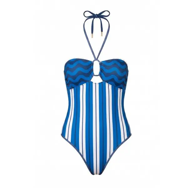 JESSIE ZHAO NEW YORK Reversible One Piece Swimsuit - Blue/grey