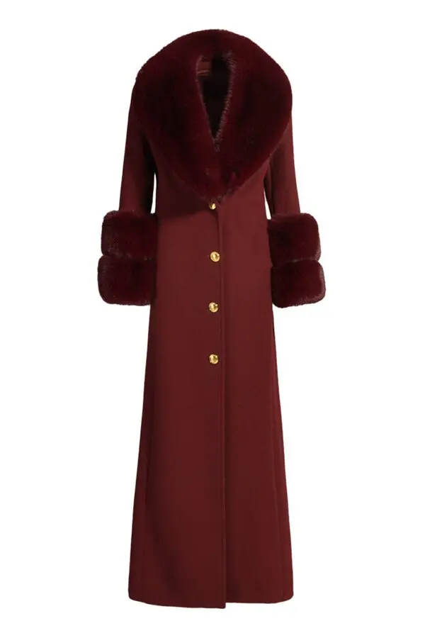 HORTONS ENGLAND Huntington Burgundy Cashmere Coat - Red