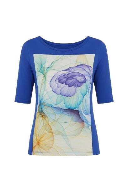 CONQUISTA Royal Jersey Abstract Floral Print Top