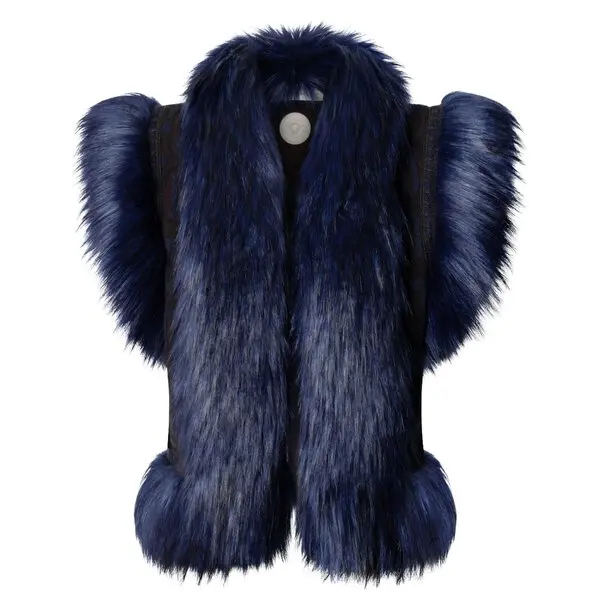 THE EXTREME COLLECTION Theodoro Knit Waistcoat With Faux Fur Trim - Blue