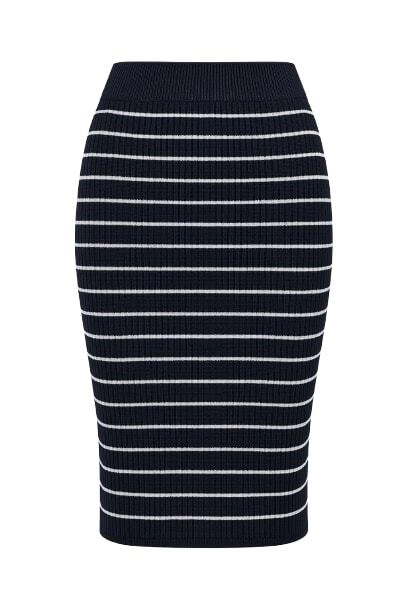 CONQUISTA Fitted Striped Skirt - Blue