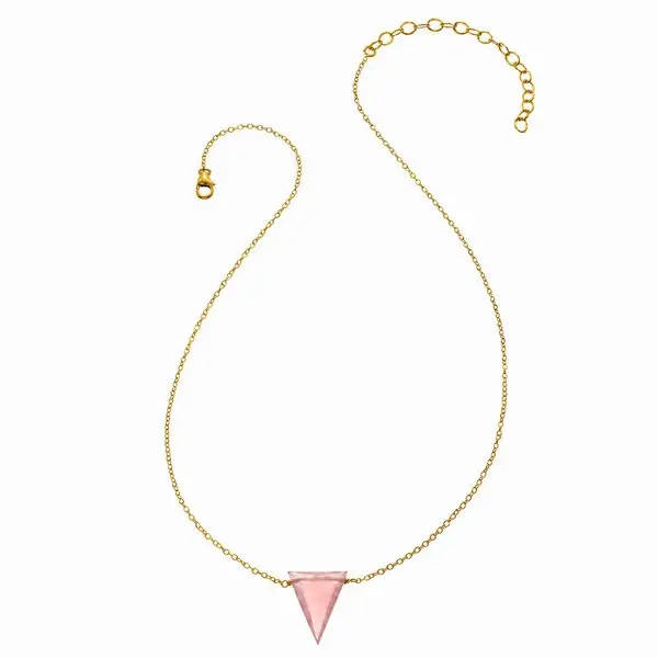 HEATHER HAWKINS True Love Waits Elongated Triangle Gemstone Necklace - Pink