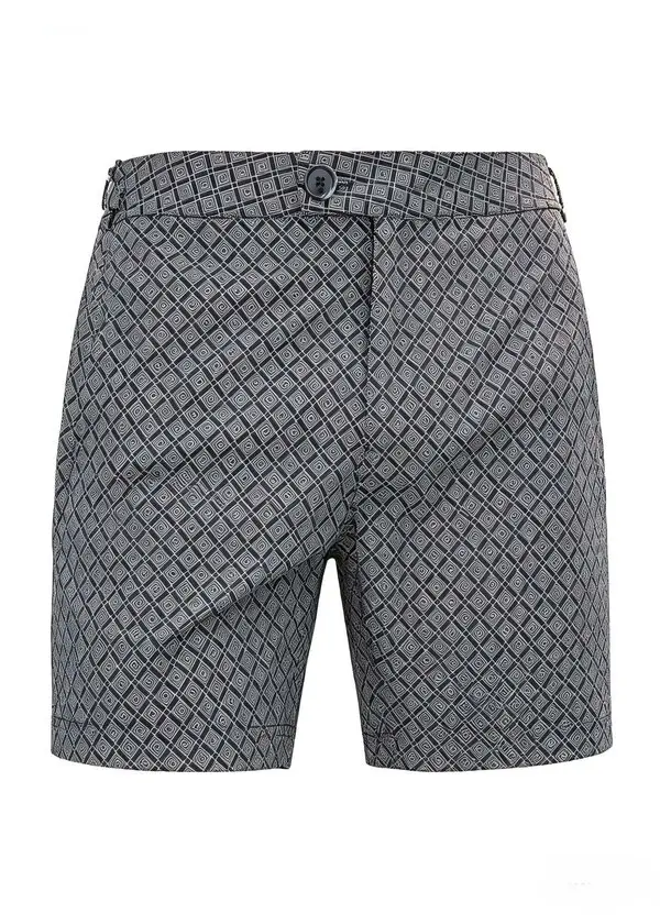 VAYLA Long Length Dark Geometric Print Swim Shorts