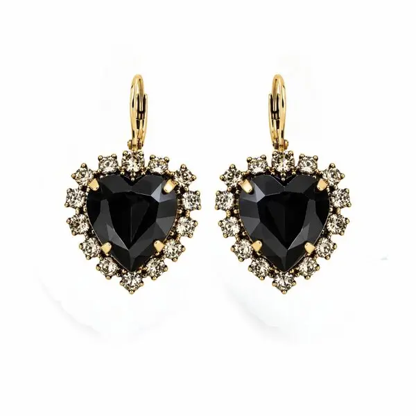 VSTYLE Swarovski Heart Earrings - Black