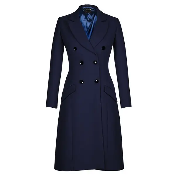 SERRAN LONDON Classic Double-breasted Navy Coat