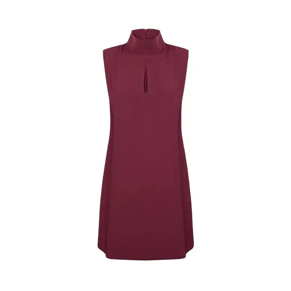 THISISU COLLECTION Nara Cut-out High-neck Mini Dress – Burgundy - Red