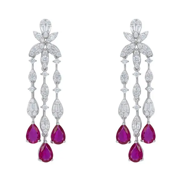 LATELITA Duchess Ruby Drop Earrings In Sterling Silver