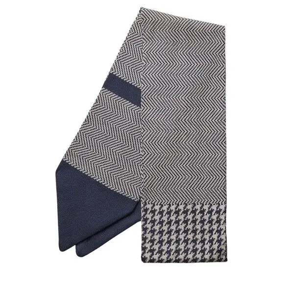SERRAN LONDON Blue / Grey Classic Scarf Navy