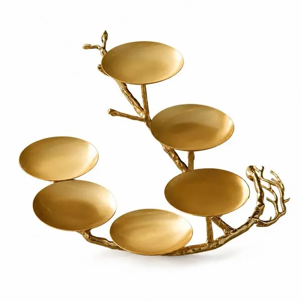 BELS & PEARL Branch Six-bowl Serving Stand - Gold