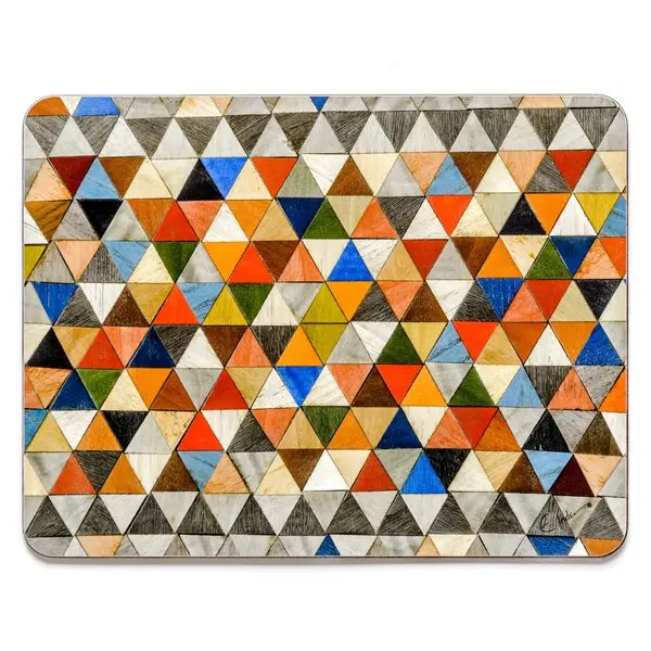 E. INDER DESIGNS Large Placemats Set Of Six In Mosaic Boho Chic Harlequin Range. Heat Resistant Melamine - Green