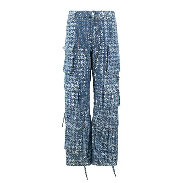 MAUI X LOLITA Kelly Sequin Cargo Denim Pants Sapphire
