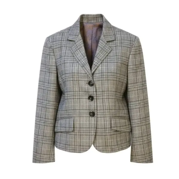LINDSAY NICHOLAS NEW YORK Plaid Cropped Jacket