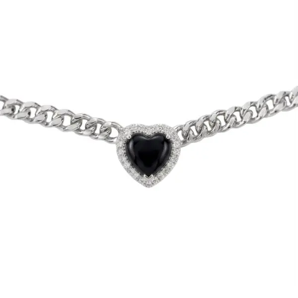 BLOOMTINE | EARTH ANGEL HQ Loves Frequency™ Mini Heart Choker Necklace - Silver/black