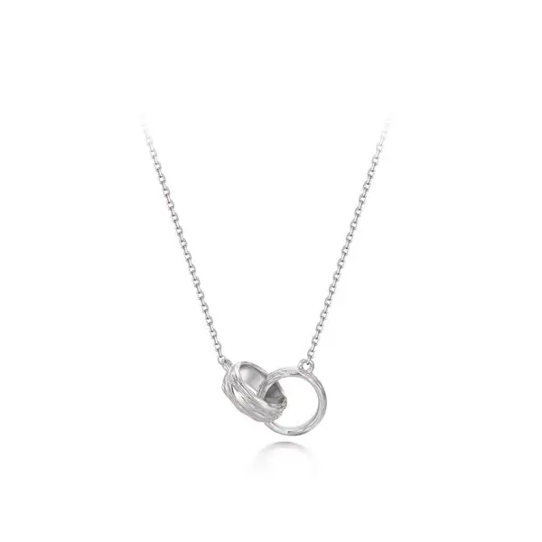 DIDIER DUBOT Sensuelle Raw Textured Double Ring Necklace - Silver