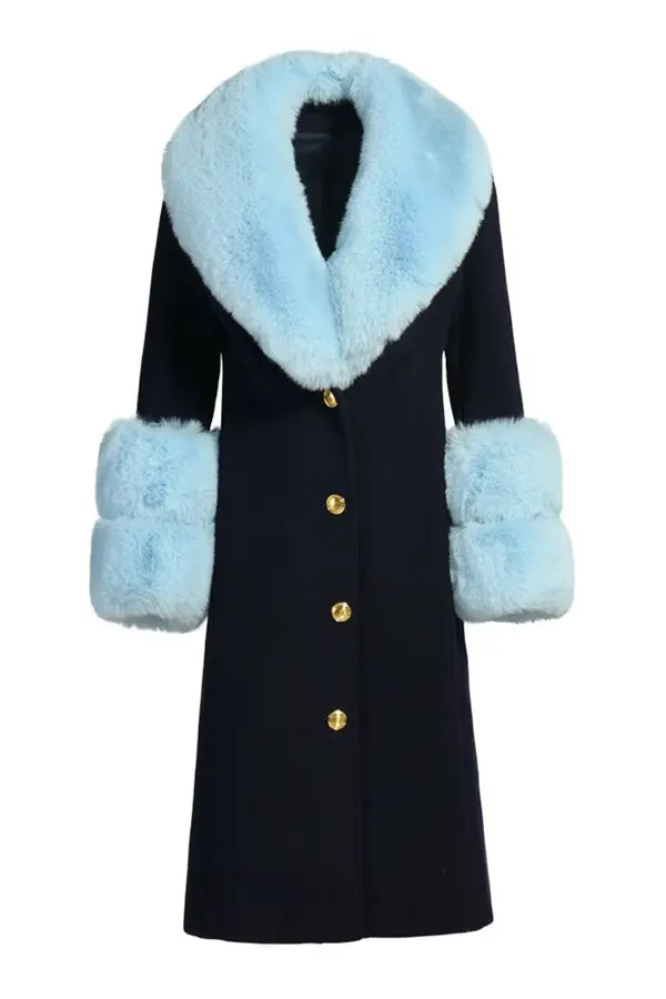HORTONS ENGLAND Huntley Cashmere Blend Coat - Blue