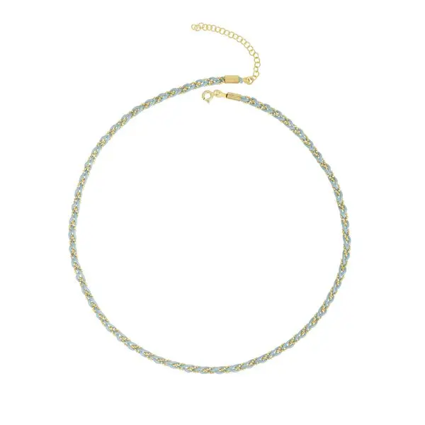 SPERO LONDON Handmade Rope Braided Sterling Silver Beaded Chain Necklace - Gray