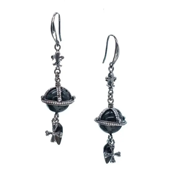 GEM KINGDOM Sterling Hawkeye Bead Earrings