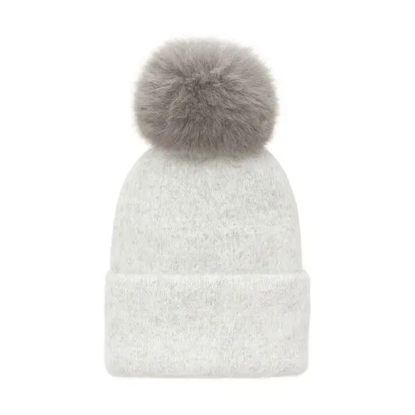 HORTONS ENGLAND Fluffy Mohair Pom Pom Hat - Grey