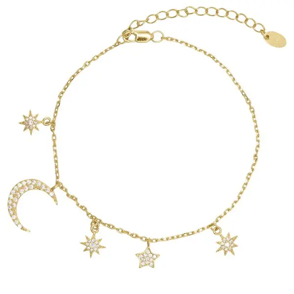 LUNA CHARLES Vega Moon & Star Charm Bracelet - Gold