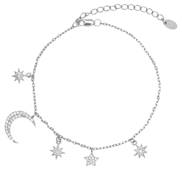 LUNA CHARLES Vega Moon & Star Charm Bracelet - Silver
