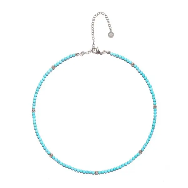 SEVEN SAINTS Silver And Blue Turquoise Choker Necklace - Silver/blue