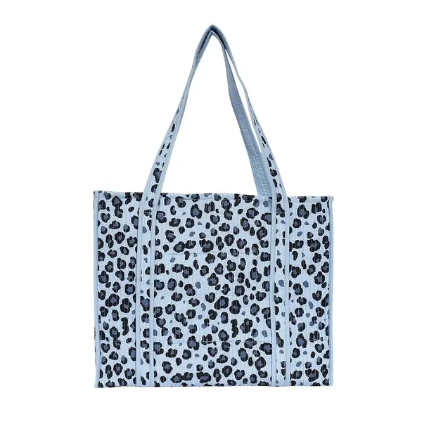 CYC The Leopard Tote In Printed Cotton - Blue