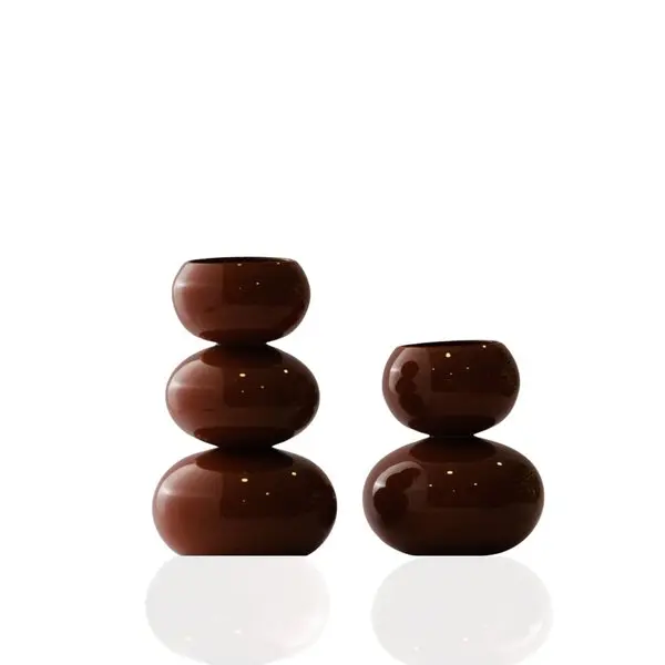 MARLETH Set Of Two Cinnamon Marble Ripple Vases