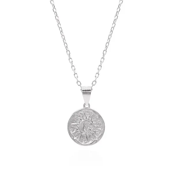 LUNA CHARLES Alba Sun Motif Pendant Necklace - Silver
