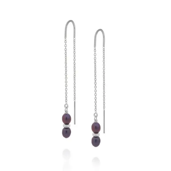 NELLOU JEWELLERY Ellen Peacock Pearl Drop Earrings In Sterling - Silver