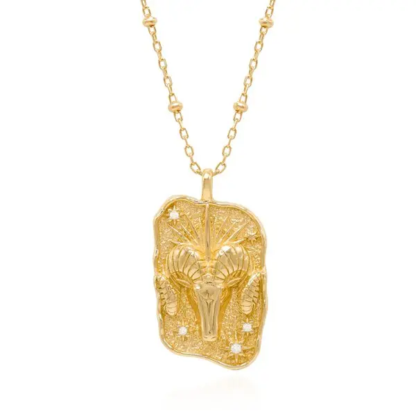 LUNA CHARLES Solara Aries Zodiac Necklace - Gold