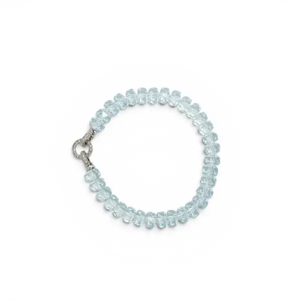 MISS CECILIA Aquamarine Beaded Bracelet With Rhodium-plated Brass Clasp