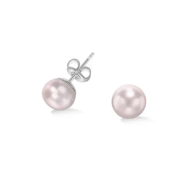 DOWER & HALL Pink Freshwater Luna Pearl™ Studs In Sterling - Silver