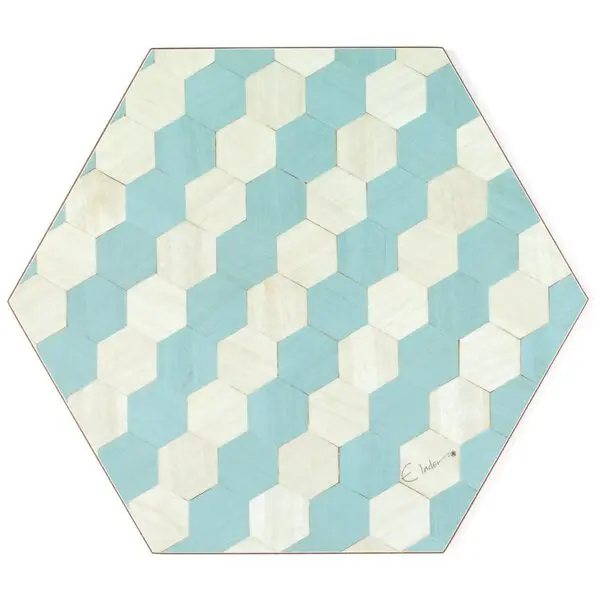 E. INDER DESIGNS Small Placemats Set Of Six In Light Hexagonal Design. Heat Proof. Please Measure Plate Before Purchase - Blue