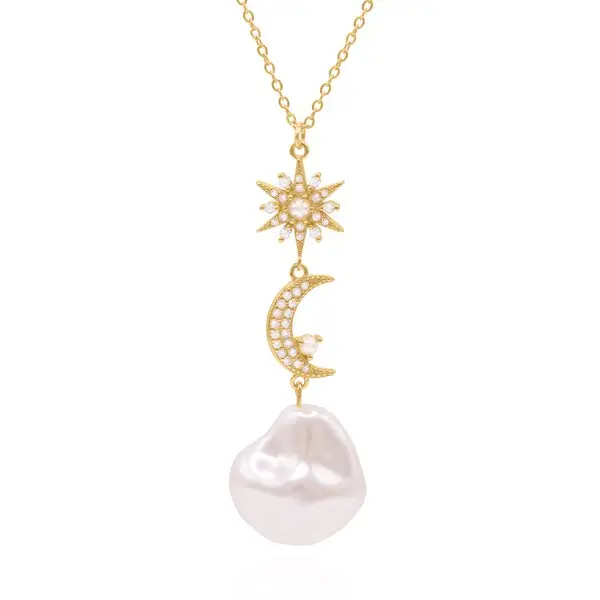 LUNA CHARLES Bronte Pearl Drop Necklace