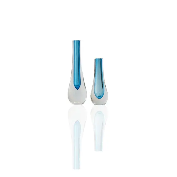 MARLETH Set Of Two Murano Colored Glass Vases – Teardrop Core