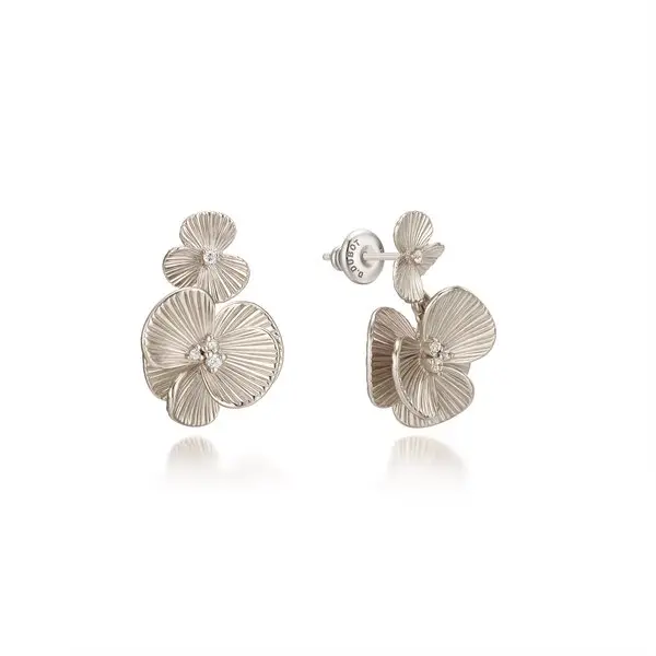 DIDIER DUBOT La D. D Poppy Flower Drop Earring - Silver